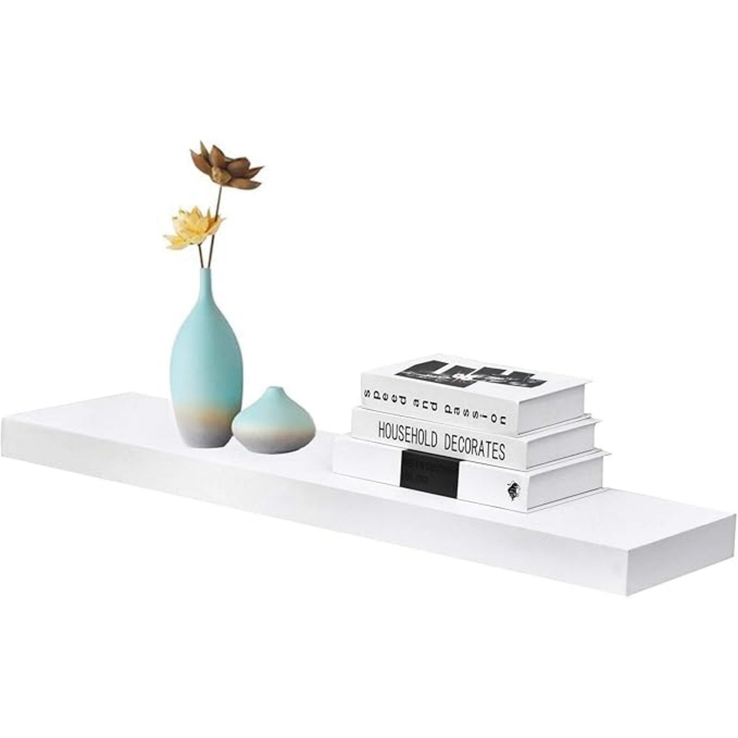 36 inch White Mission Floating Shelves for Wall, Bathroom Wall Mount ...