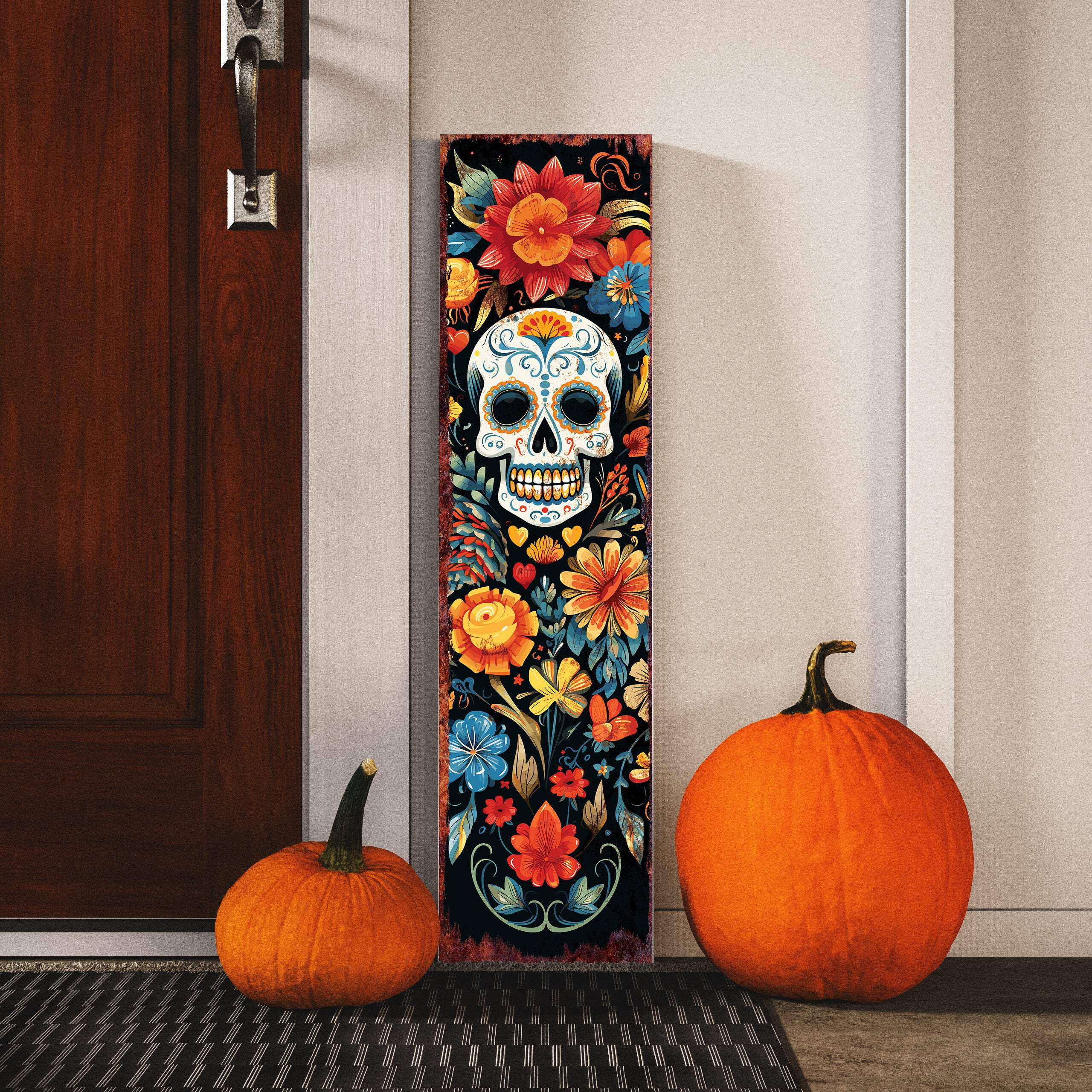 36 inches Dia De Los Muertos Sugar Skull Porch Sign - Front Porch Day ...