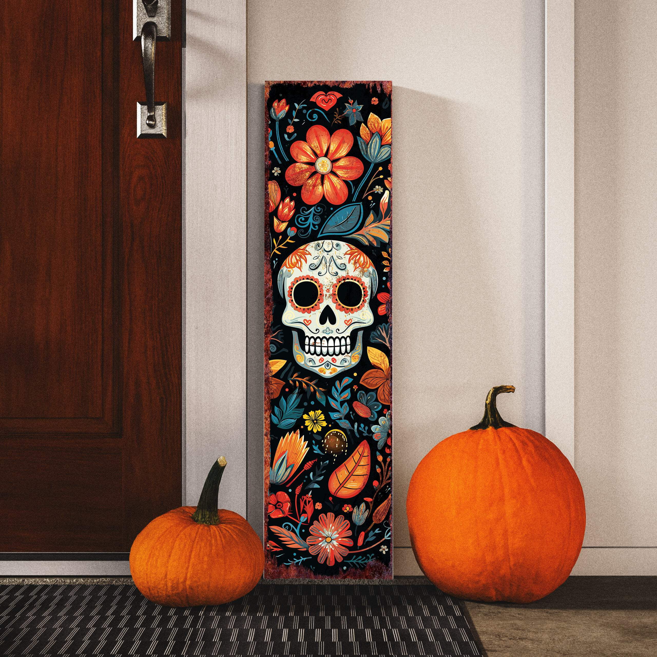 36 inches Dia De Los Muertos Sugar Skull Porch Sign - Front Porch Day ...