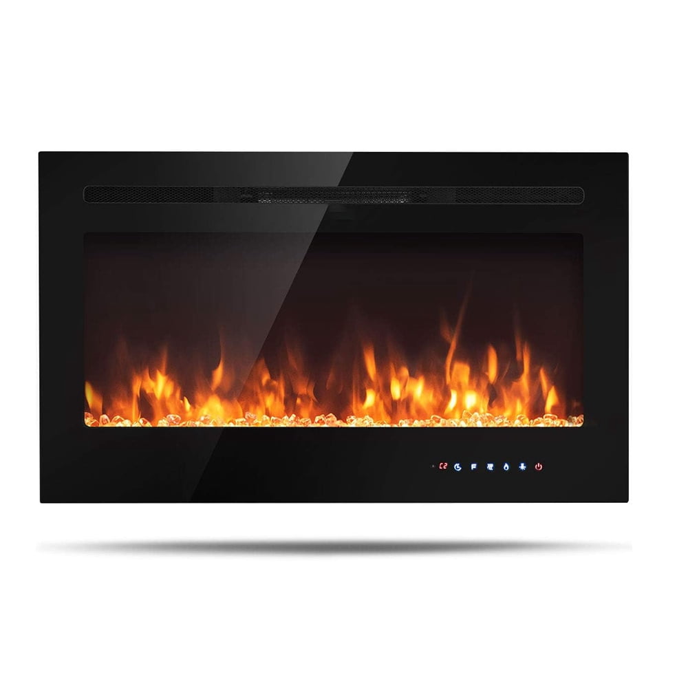 36 inches Electric Fireplace Insert with Thermostat, in-Wall Recessed ...