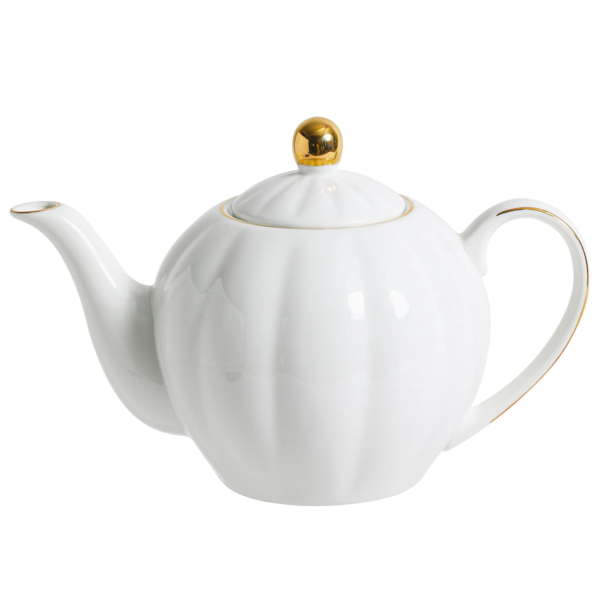 36 oz Porcelain Teapot with Trim, Classic Design for Loose Leaf Tea and ...