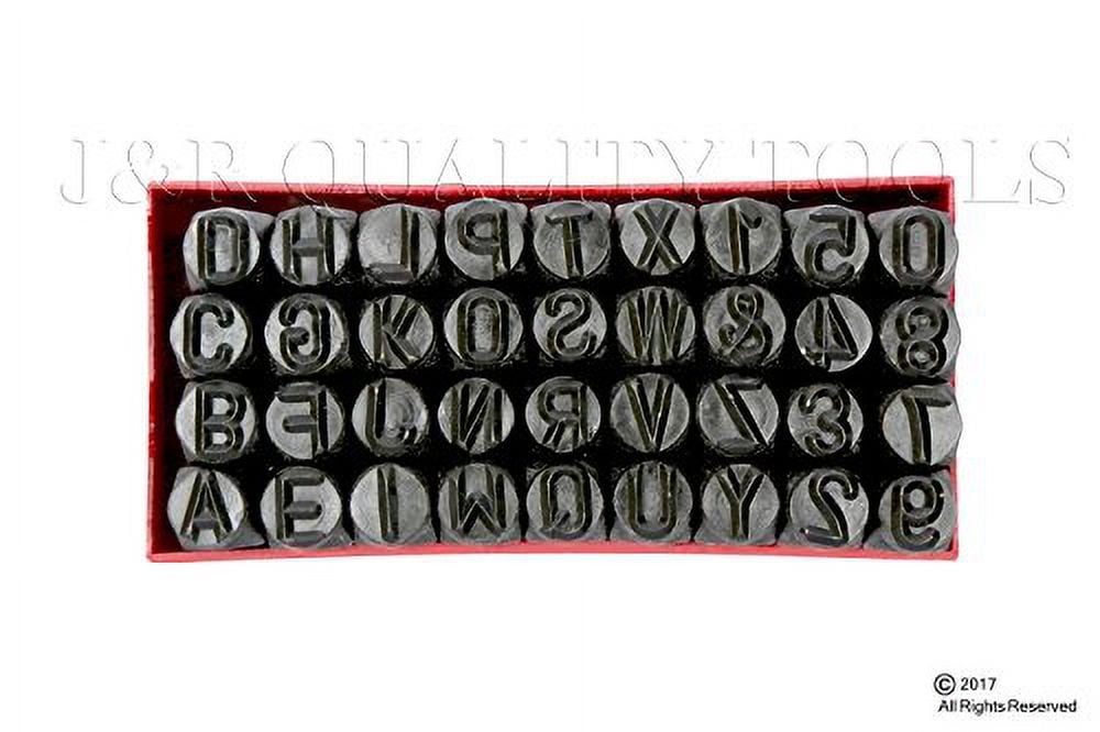 36 pc 3/8" Steel Metal Punch Letter & Number Stamp Stamping Kit Set ...