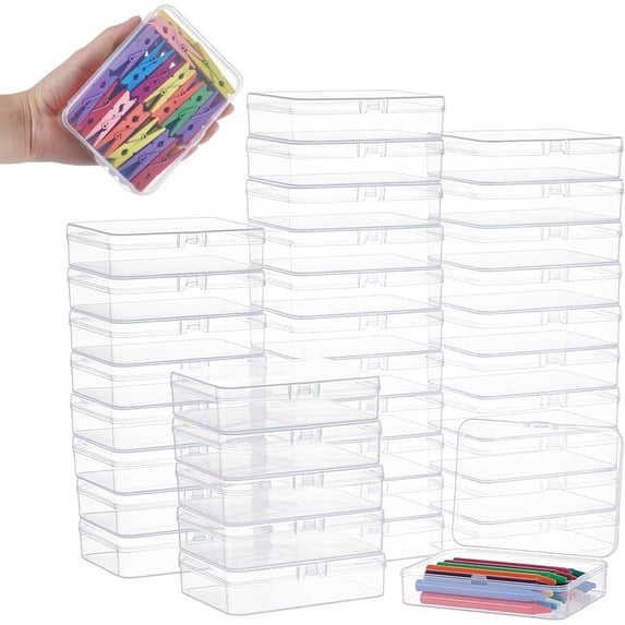 36 pc PP Plastic Box Rectangle Clear 11.2x8.65x2.85cm for DIY - Walmart.com