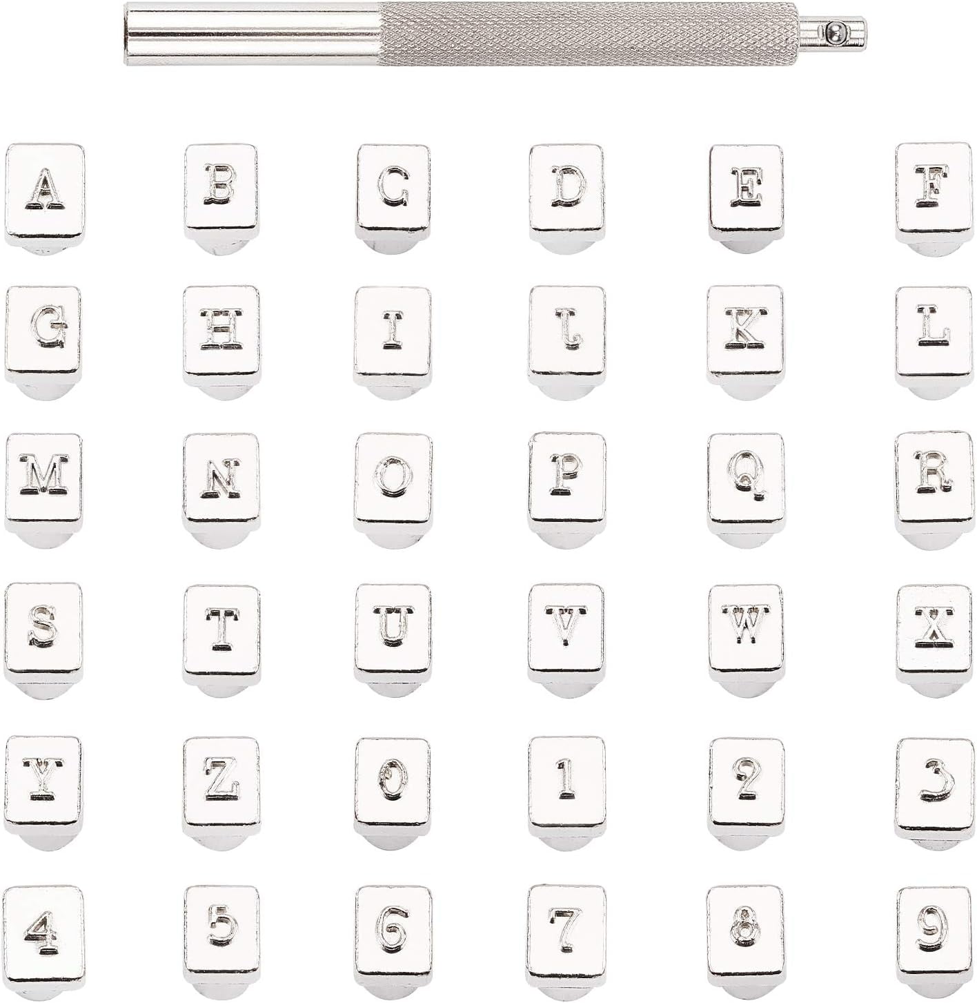 36 pcs 3mm Stainless Steel Leathercraft Metal A to Z Letter 0-9 Number ...