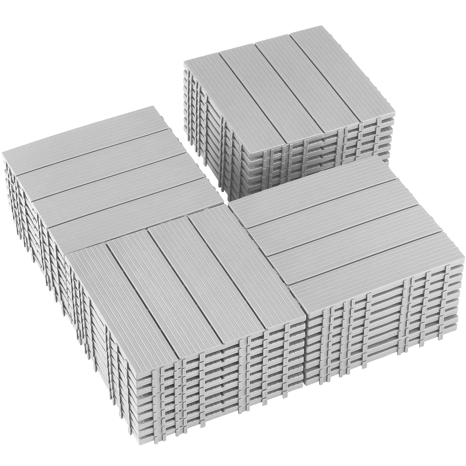36 PCS Plastic Interlocking Deck Tiles - 12" x 12" Waterproof Indoor ...