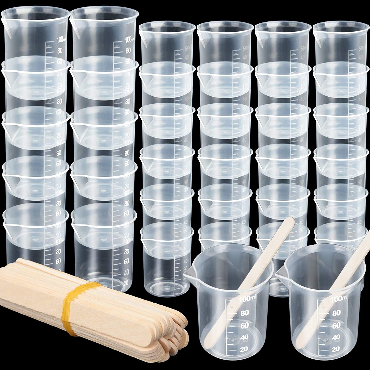 36 PCS Resin Mixing Cups, 12PCS 100ML Plastic Measuring Cups for Resin ...