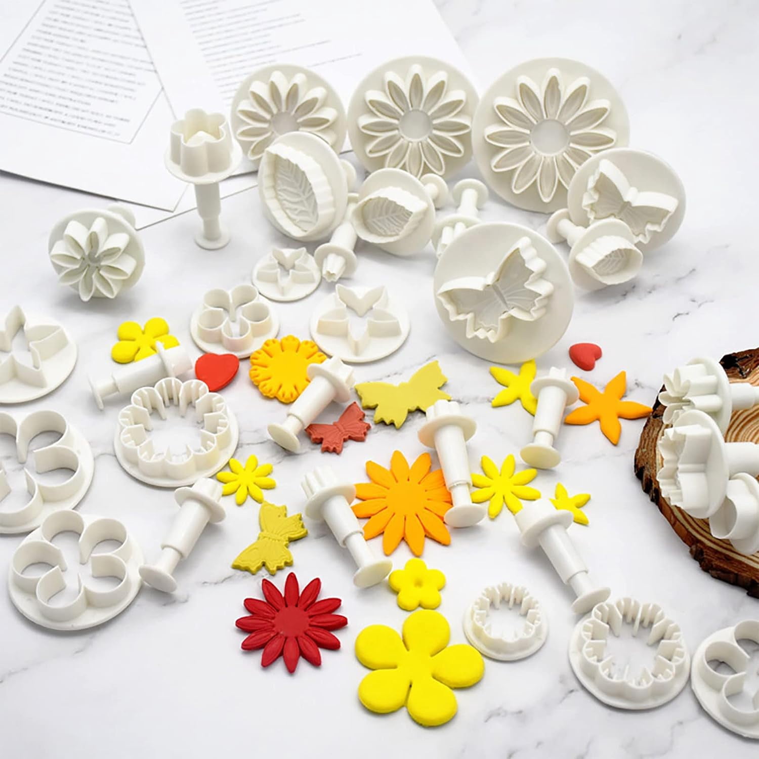 36-piece flower fondant cutters gum paste cookie stamp cake decorating ...