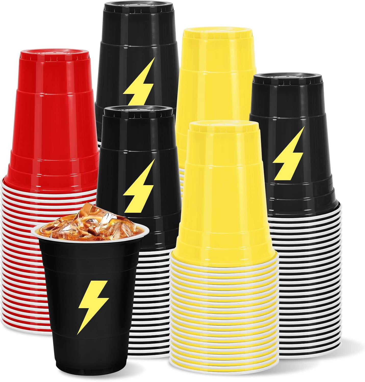 36 pieces of lightning plastic cups 16 ounces red yellow black ...