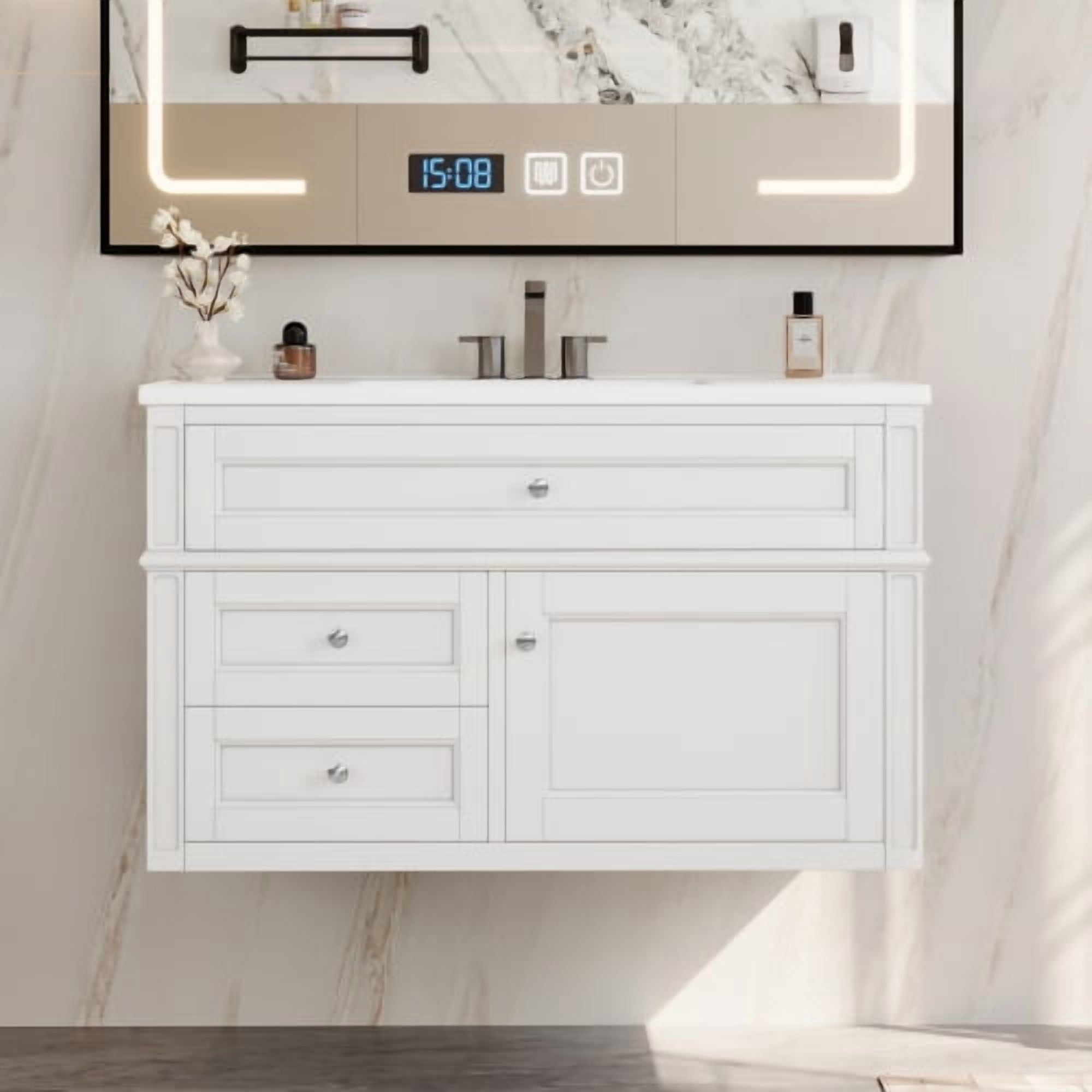 36" stain resistant Retro Bathroom Vanity, Bathroom Organizer with ...
