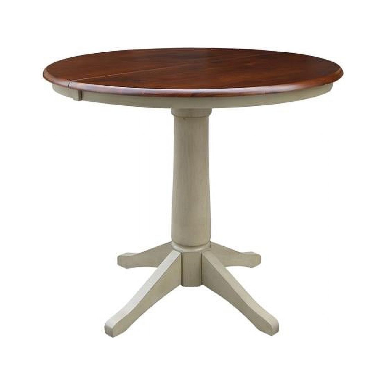 36 x 12 in. Round Top Dining Height Ped Table with Leaf - Almond ...