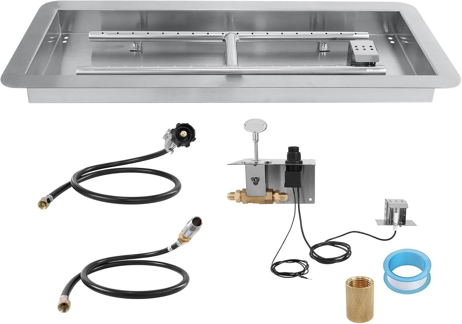 36 x 12 inch Drop-in Fire Pit Pan, Rectangular Stainless Steel Fire Pit ...