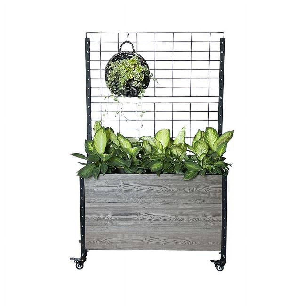 36 x 12 x 58 in. Mobile Deep Trough Planter Box Raised Garden Bed with ...