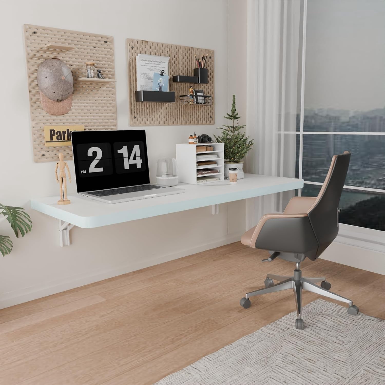 36" x 14" White Folding Table, Wall Mounted Desk for Kitchen and ...
