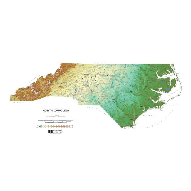 36 x 18 in. North Carolina Raised Relief Map by Hubbard Scientific ...