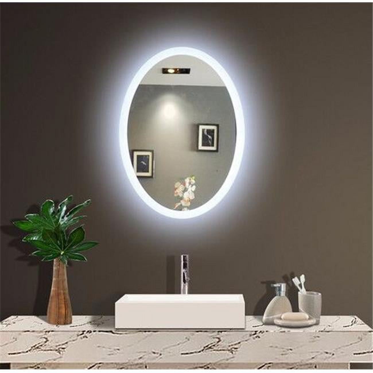 36 x 2 x 24 in. Oval Mirror with 6000K LED Backlight - Walmart.com