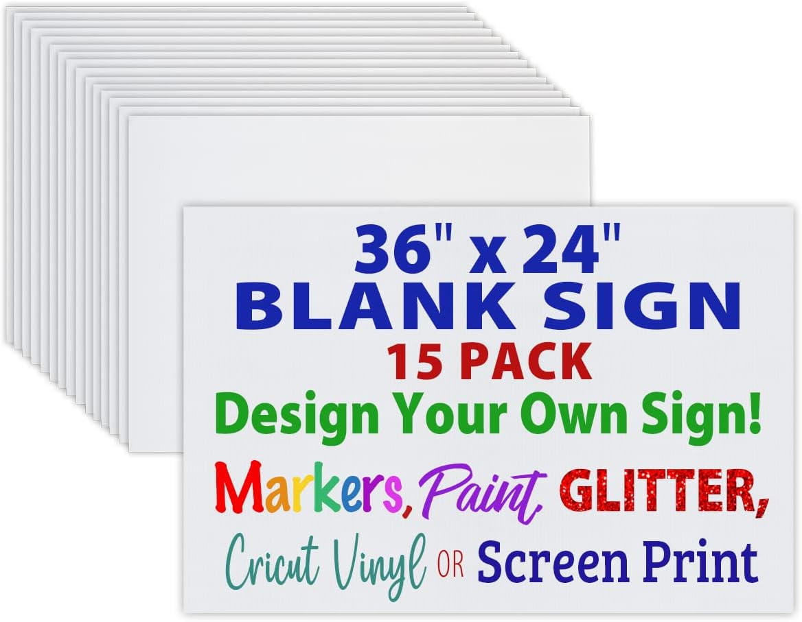 36" x 24" Blank Corrugated Plastic Yard Signs, Waterproof, Heavy Duty ...