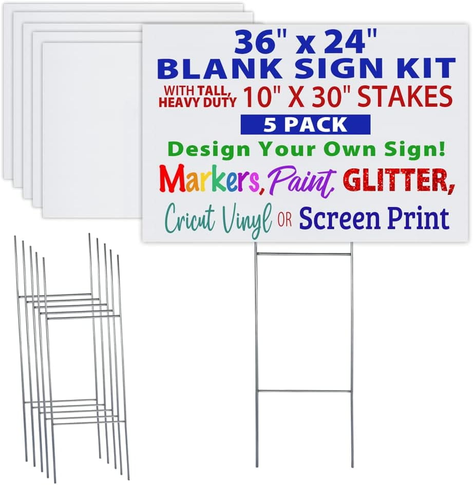 36" x 24" Blank Corrugated Plastic Yard Signs, Waterproof, Heavy Duty ...