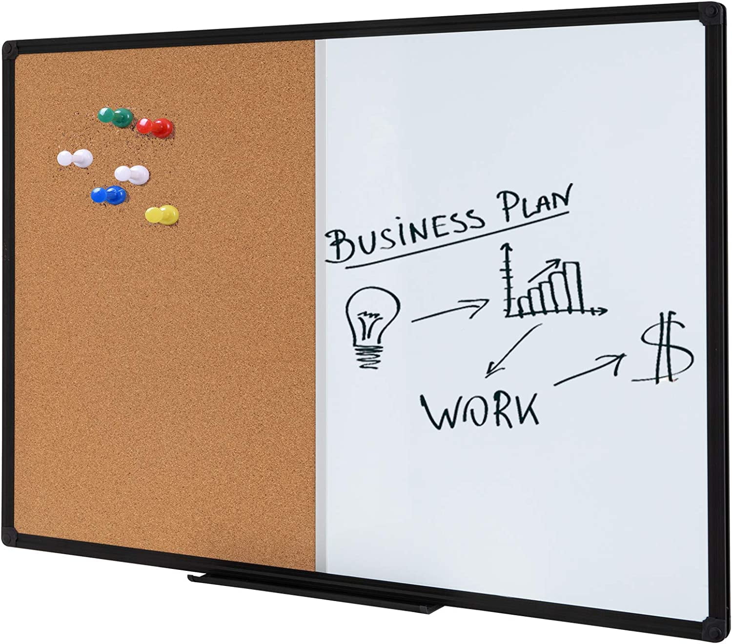 36 x 24 Inch Cork & Dry Erase Combo Board - Magnetic Whiteboard ...