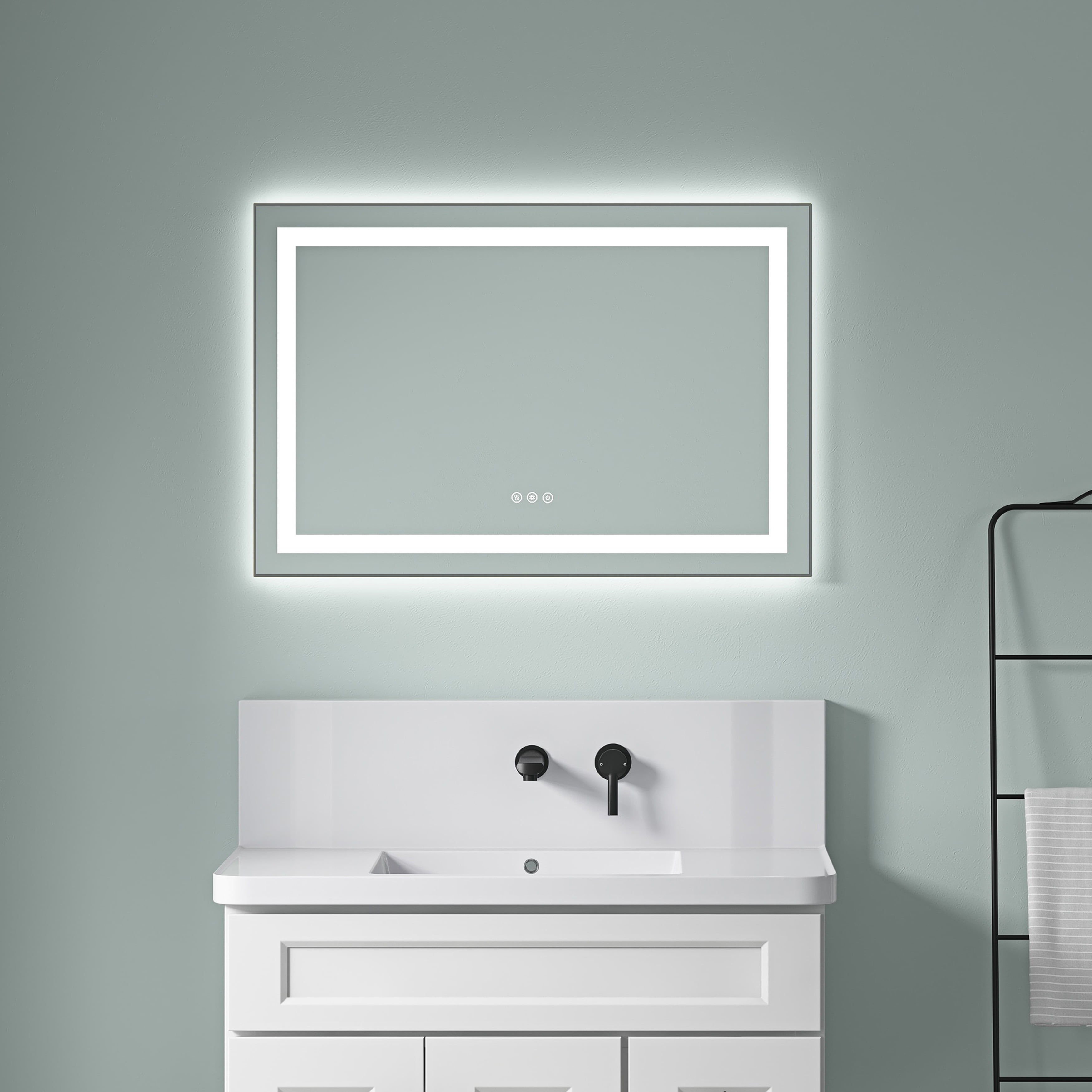 36" x 24" LED Bathroom Mirror with Front and Backlight, Wall Mounted ...