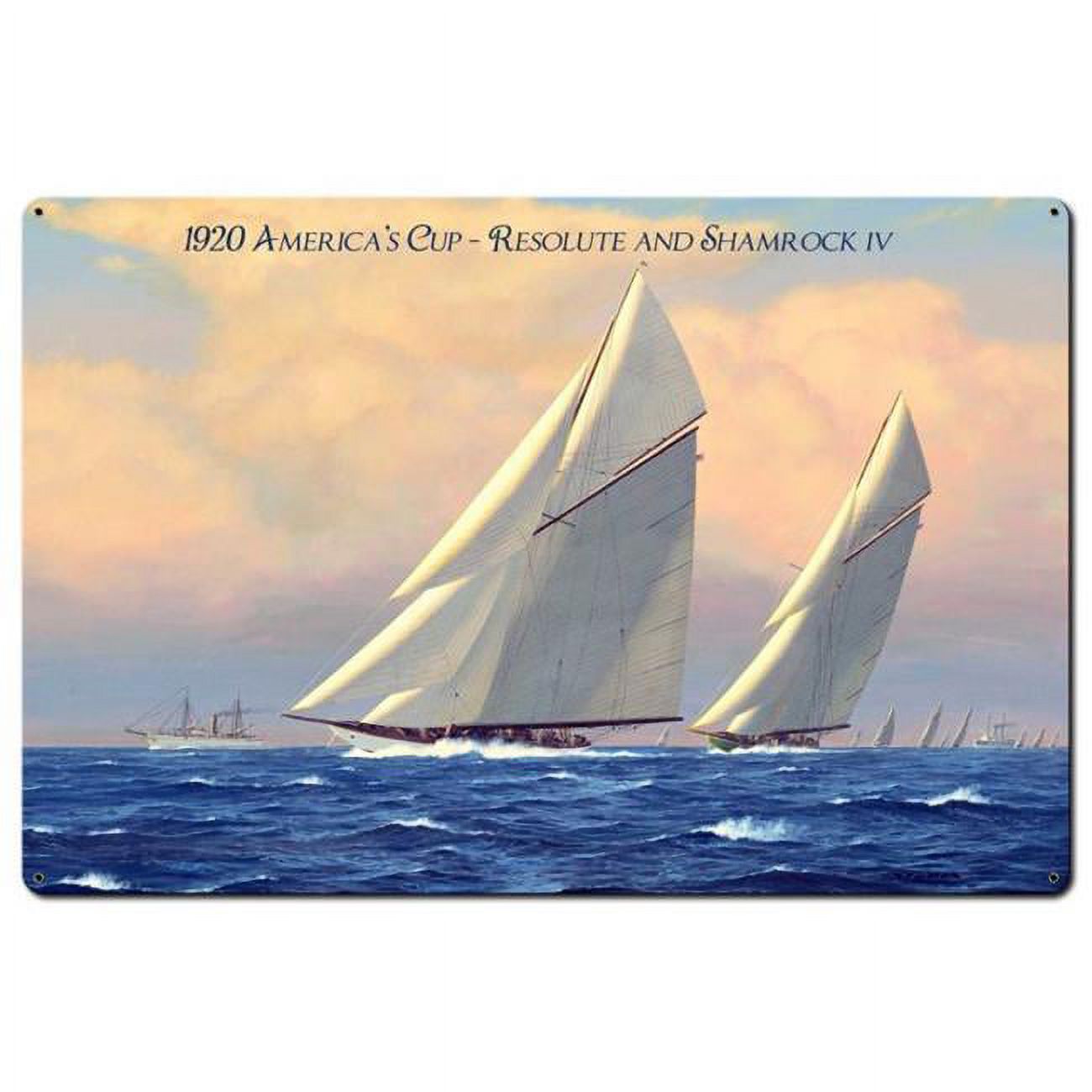 36 x 24 in. 1920 Americas Cup Resolute & Shamrock IV Vintage Sign ...