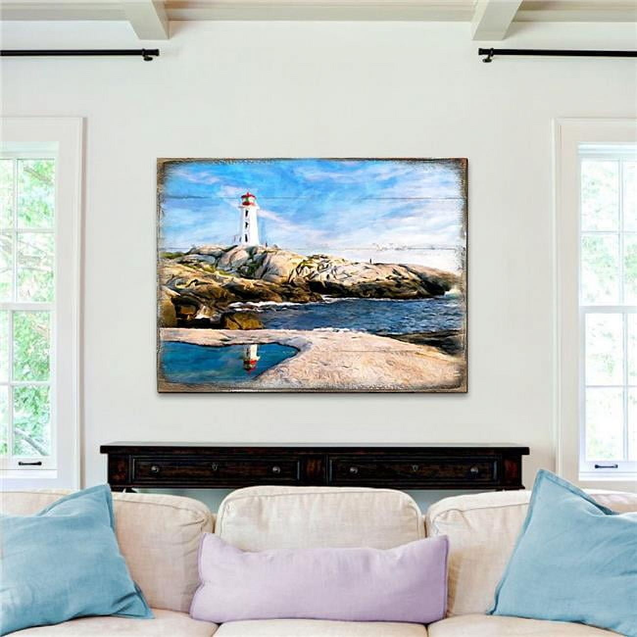 36 x 24 in. Aditya Lighthouse Bay Wood Wooden Coastal Wall Art - Extra ...