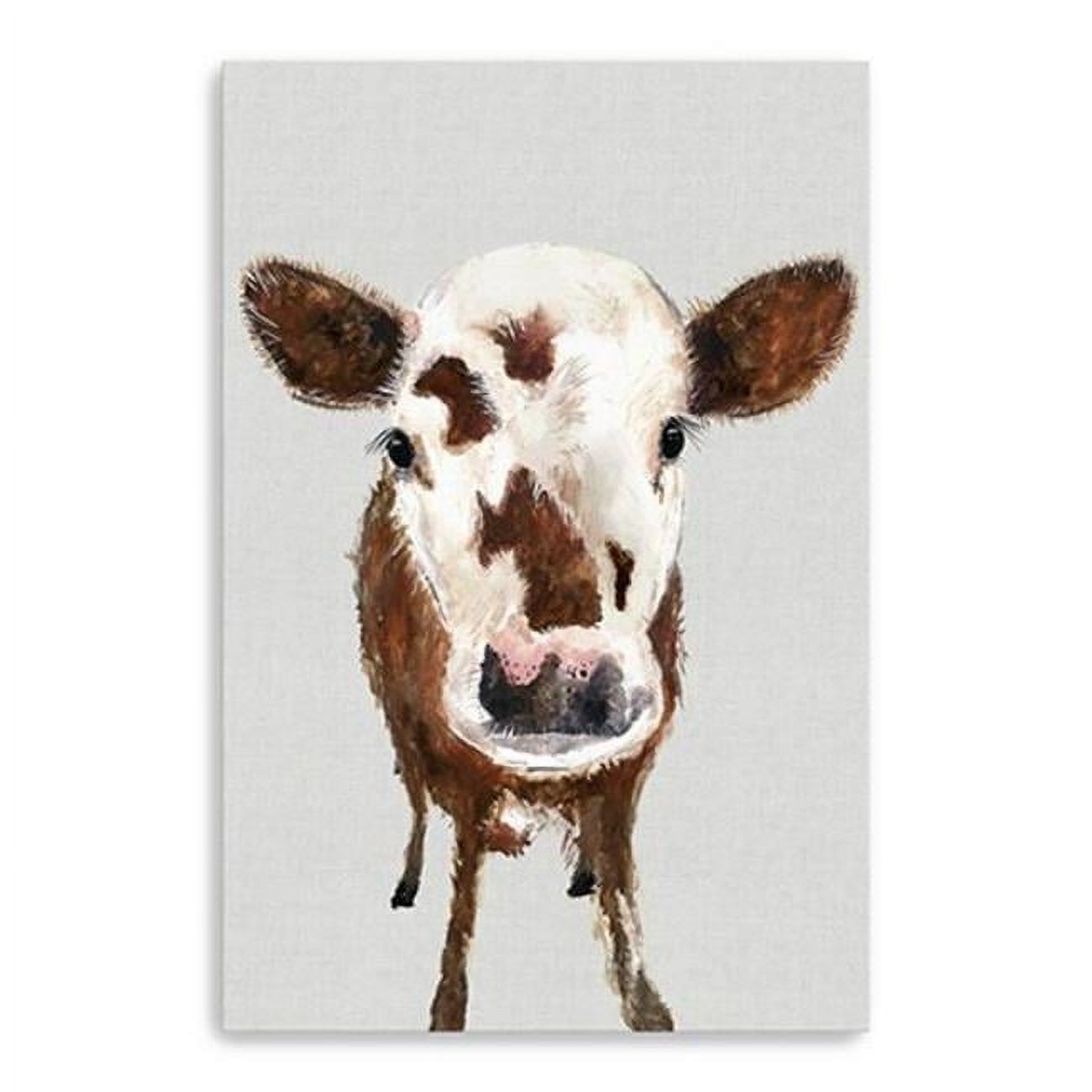 36 x 24 in. Brown & White Baby Cow Face Canvas Wall Art - Walmart.com