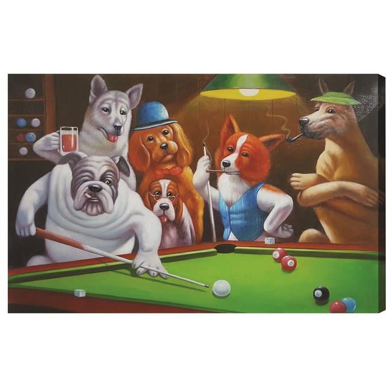 36 x 24 in. Dogs Playing Pool Oil Painting on Canvas - Walmart.com