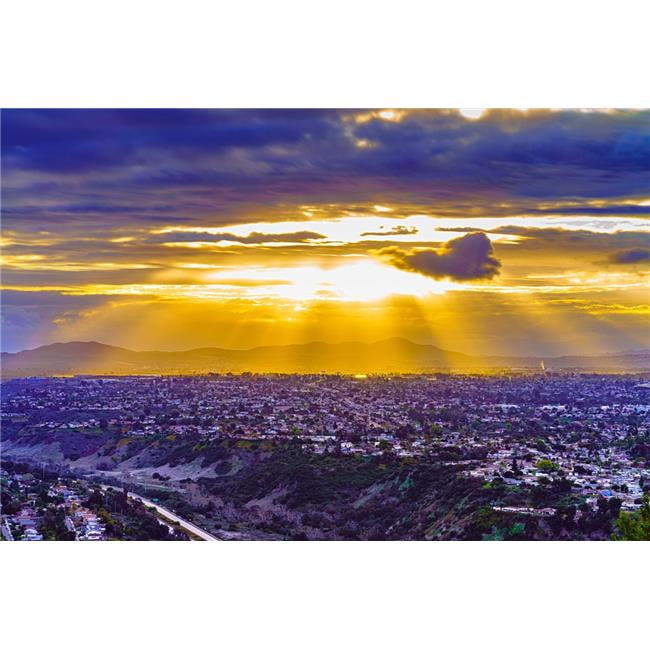 36 x 24 in. Golden Sunray Sunrise at Mount Soledad Fine Print Wall Art ...