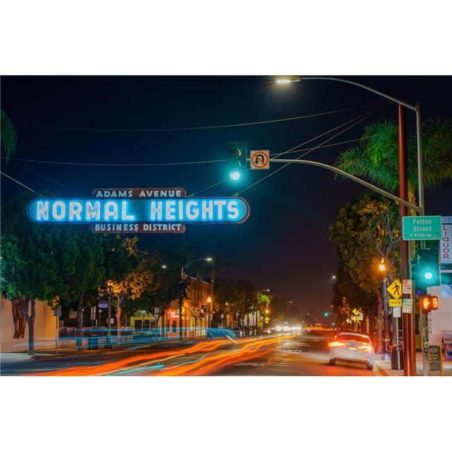 36 x 24 in. Normal Heights Sign at Night Streaks Fine Print Wall Art ...