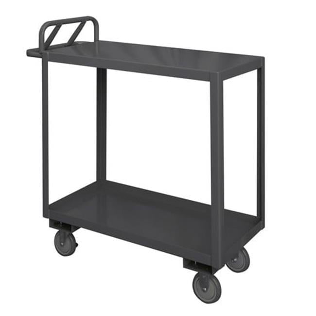 36 x 24 x 43.75 in. 2 Shelf Rolling Stock Cart with Ergonomic Handle ...