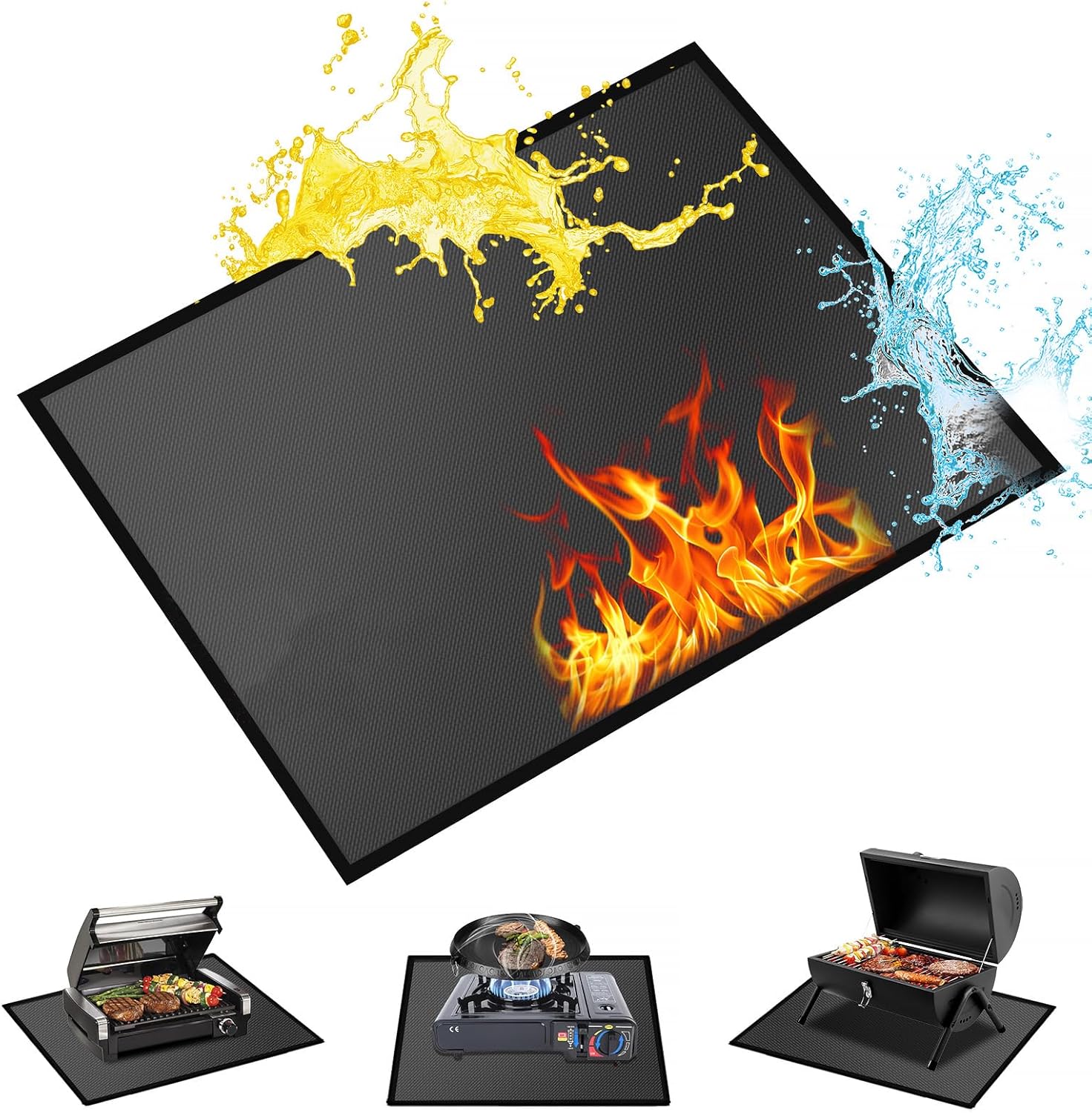36 x 30 inches Under Grill Mat/Grill Mat for Deck, 4 Layers Under Grill ...