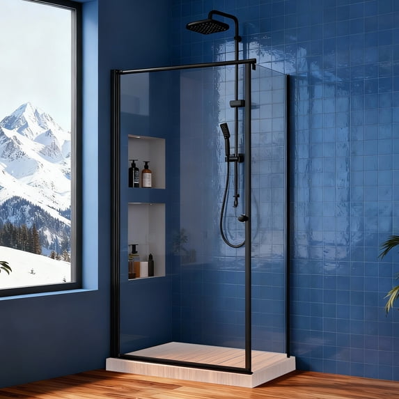 36 x 36 Corner Shower Enclosure, Frameless Sliding/Pivot Door, 1/4 ...