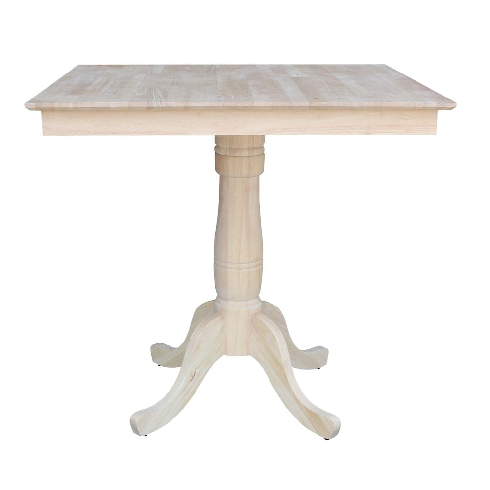 36" x 36" Natural Solid Wood Square Top Pedestal Table - 35.1" Height ...