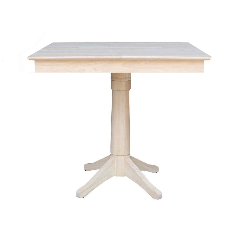 36" x 36" Natural Solid Wood Square Top Pedestal Table - 35.9" Height ...
