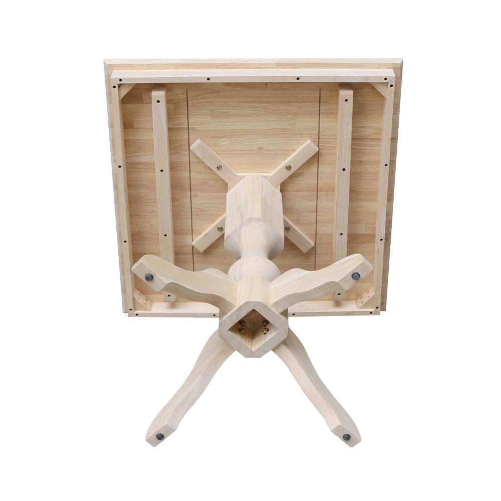 36" x 36" Natural Solid Wood Square Top Pedestal Table - 41.9" Height ...