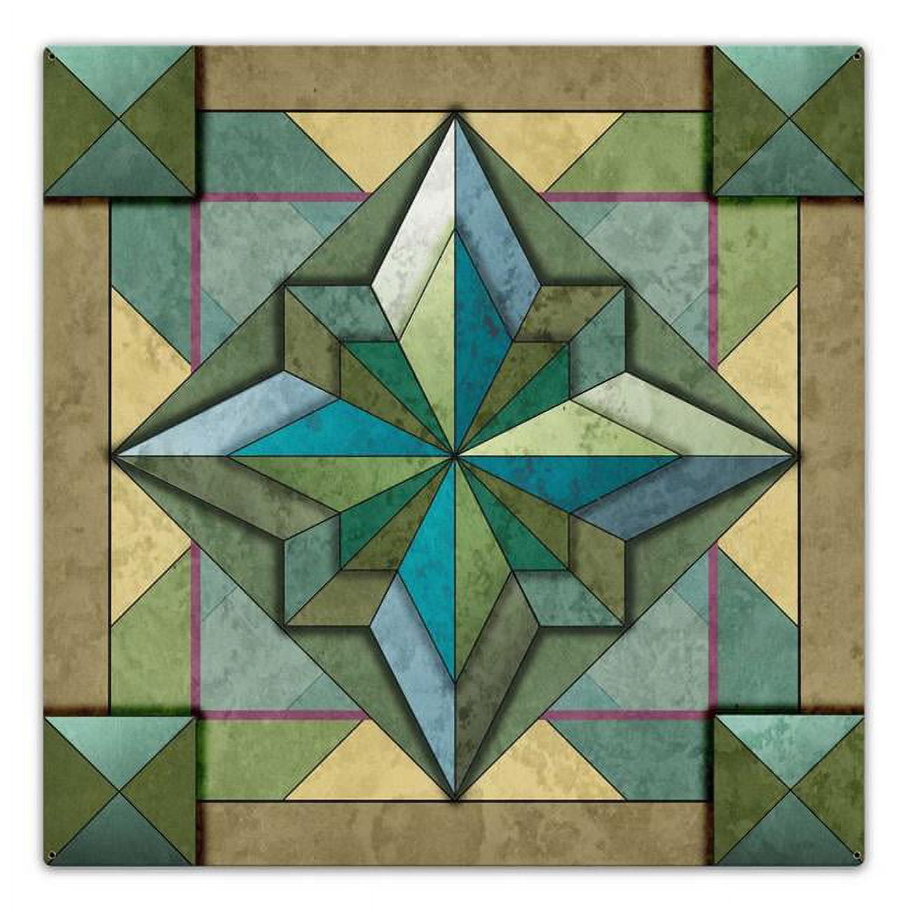 36 x 36 in. 8 Point Quilt Earthtones Light Vintage Metal Sign - Walmart.com