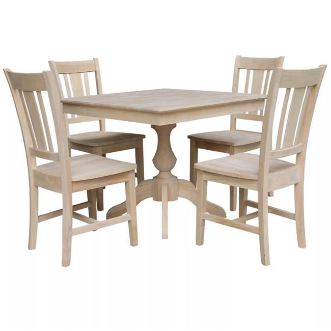 36 x 36 in. Square Top Pedestal Table with 4 Chairs - Set of 5 ...