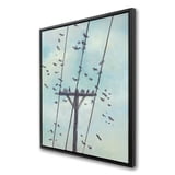 36 x 48 in. Birds on Electric Wire - Office Blue Framed Canvas Decor ...