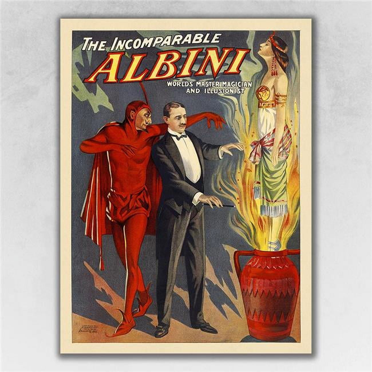 36 x 48 in. The Incomparable Albini Vintage Magic Poster Wall Art ...