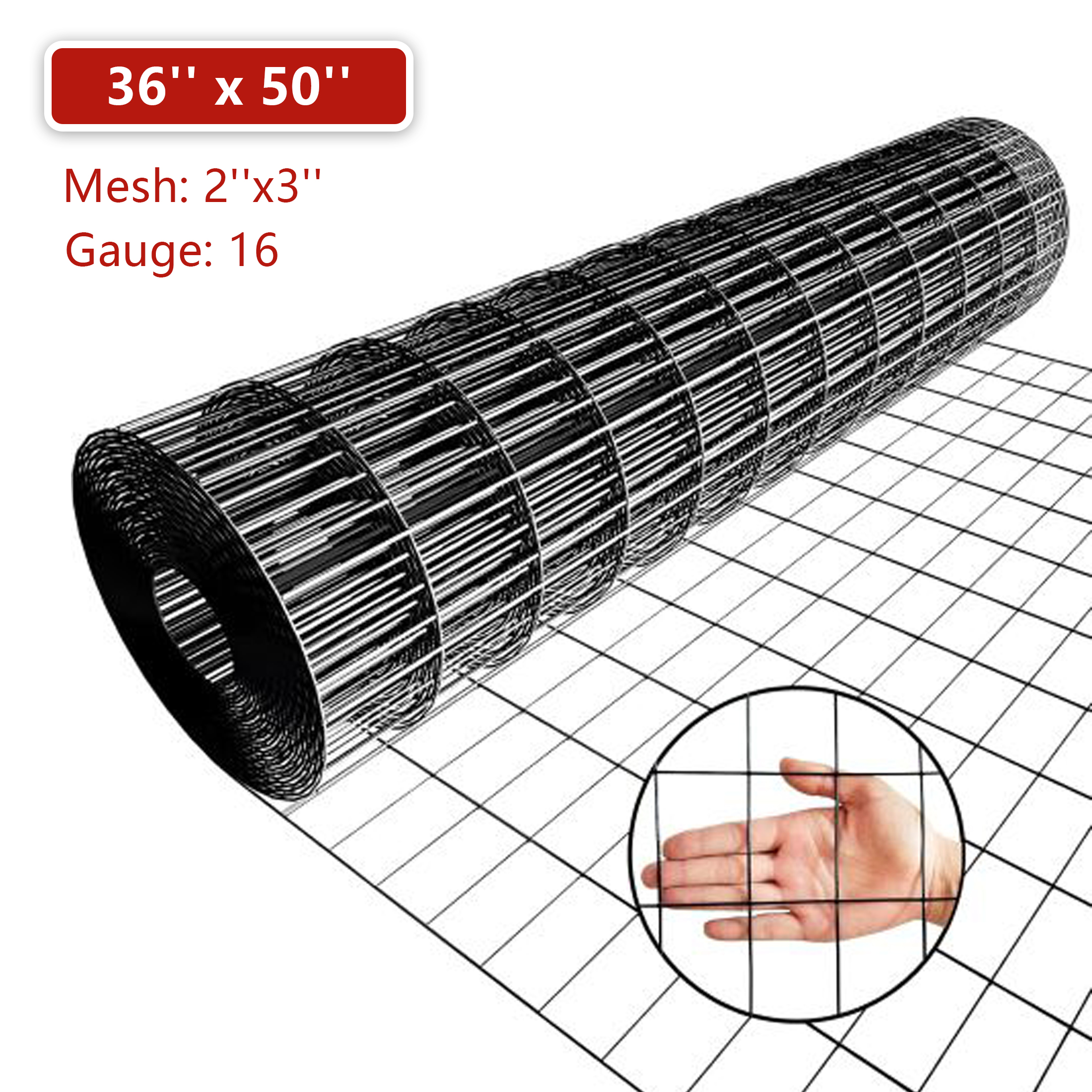 36 x 50in Black Vinyl Coated Hardware Cloth Welded Wire Mesh Fence,PVC ...