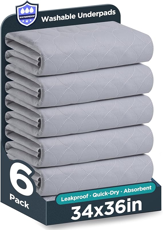 36" x 52" - 4 Pack, Blue, Waterproof Bed Pads for Incontinence, Bed ...