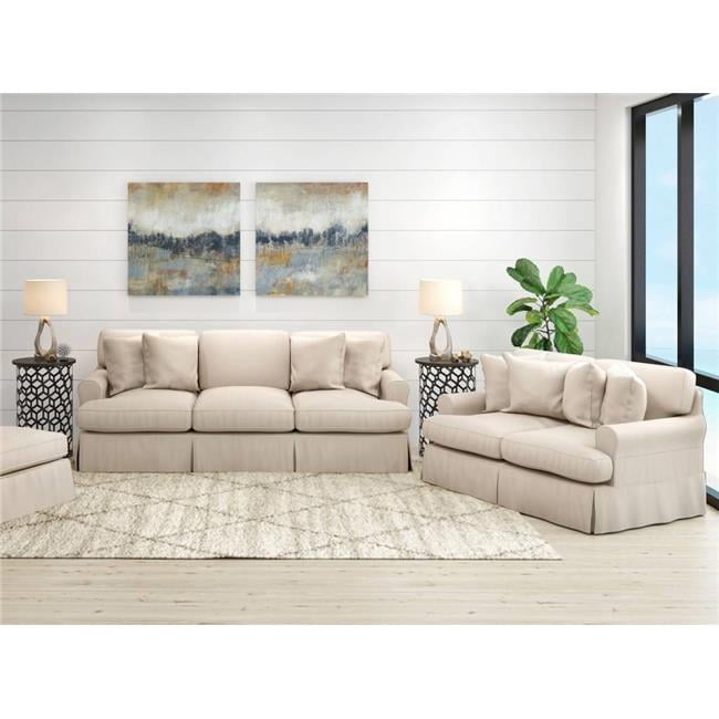 36 x 60-85 x 38-39 in. Horizon Slipcovered Living Room Set - Tan - 2 ...
