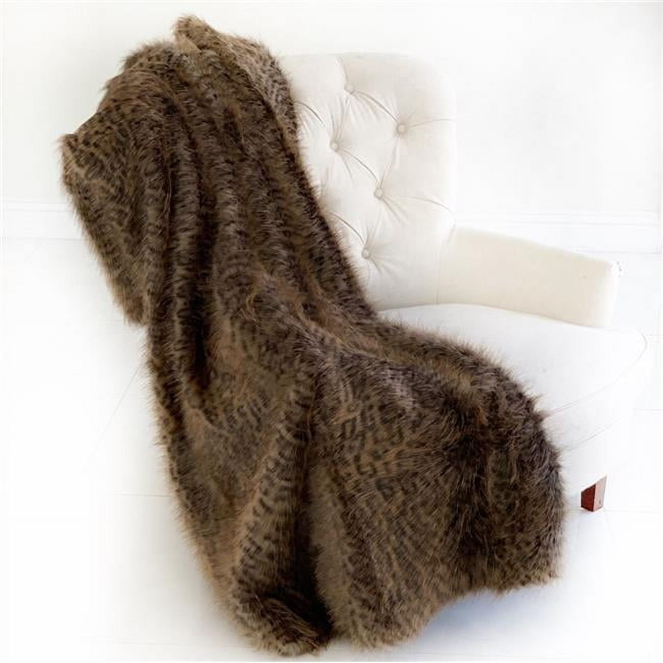 36 x 60 in. Plush Tawny WildCat Handmade Luxury Faux Fur Throw, Caramel ...