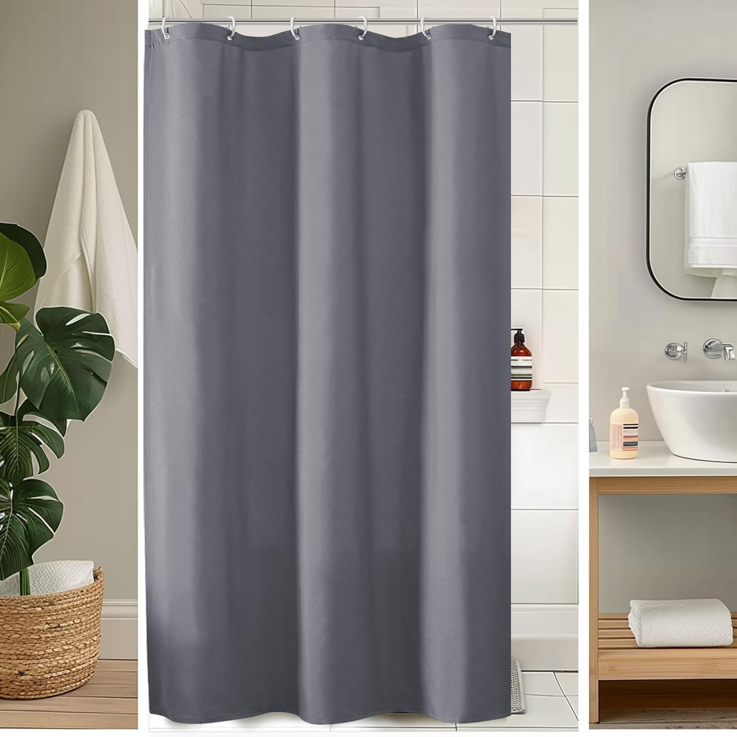 36 x 72 Inch Stall Fabric Shower Curtain - Soft Small Grey Shower ...