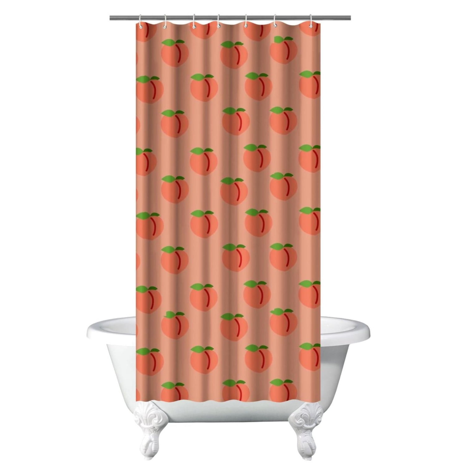 36" x 72" Peach Shower Curtain - Kawaii Pink Fruit & Tropical Summer ...