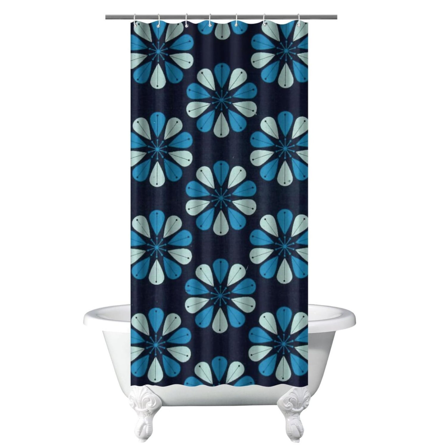 36" x 72" Retro Floral Shower Curtain Artistic Bloom Pattern Fade-Resistant Fabric - Walmart.com