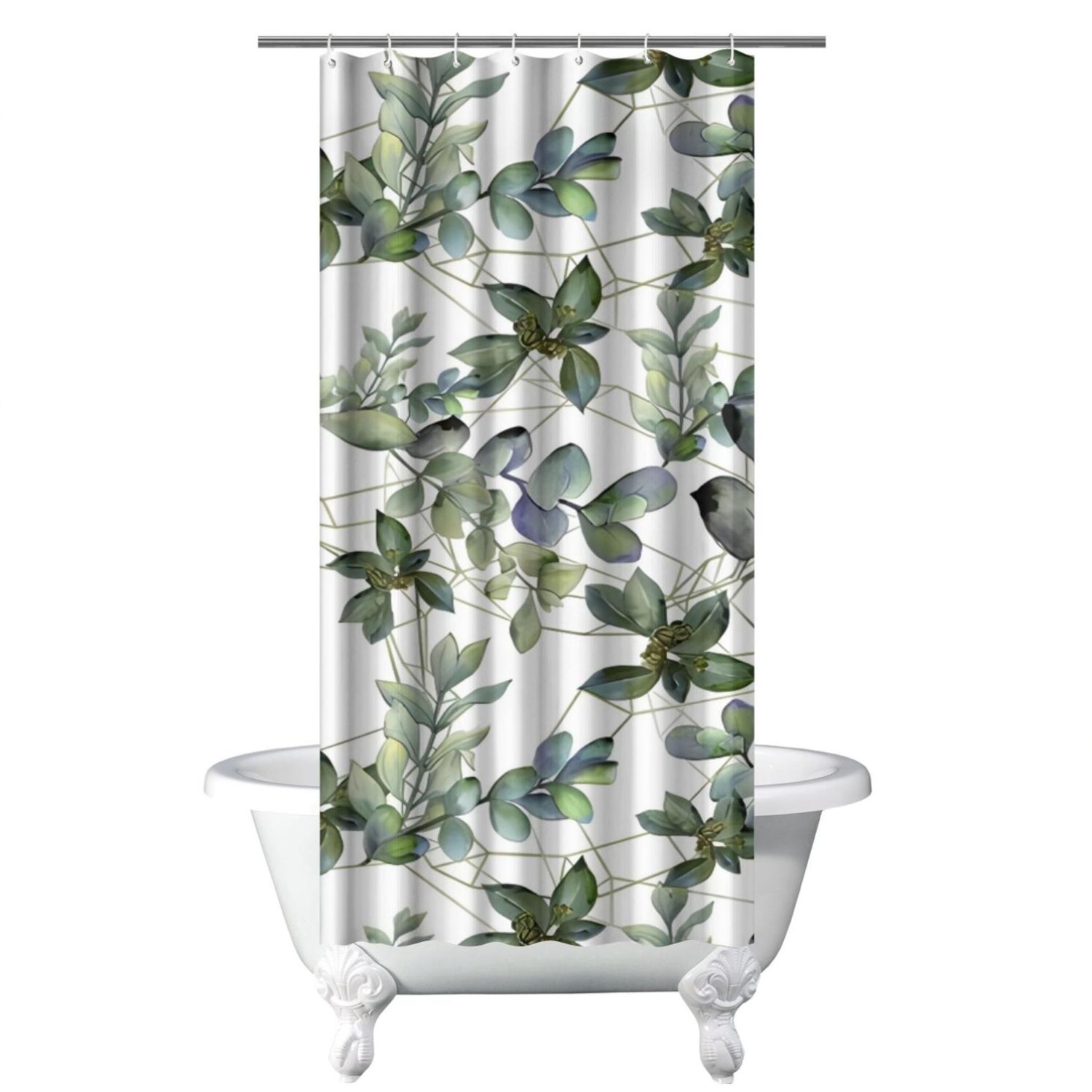 36" x 72" Small Floral Shower Curtain Vintage Country Style Fade ...