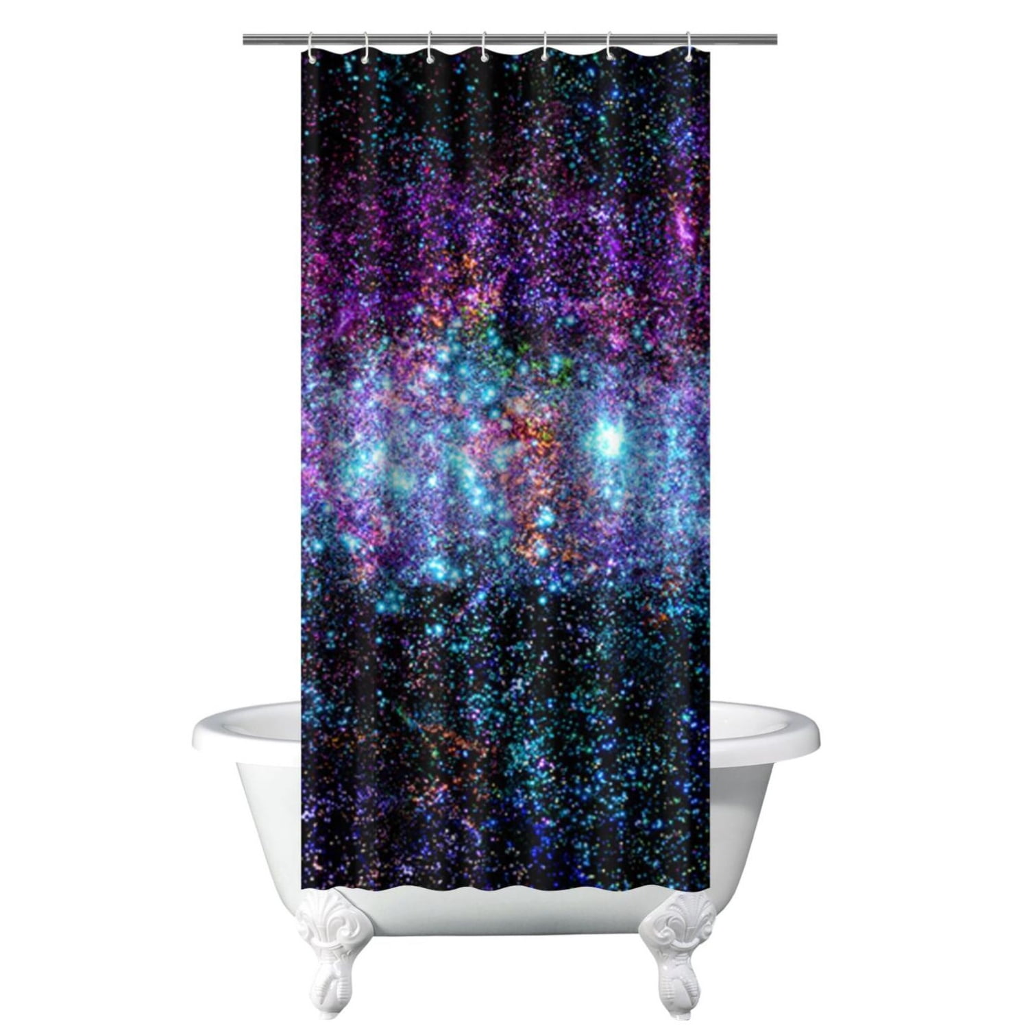 36" x 72" Space Galaxy Shower Curtain Astronaut Planet Starry Night ...