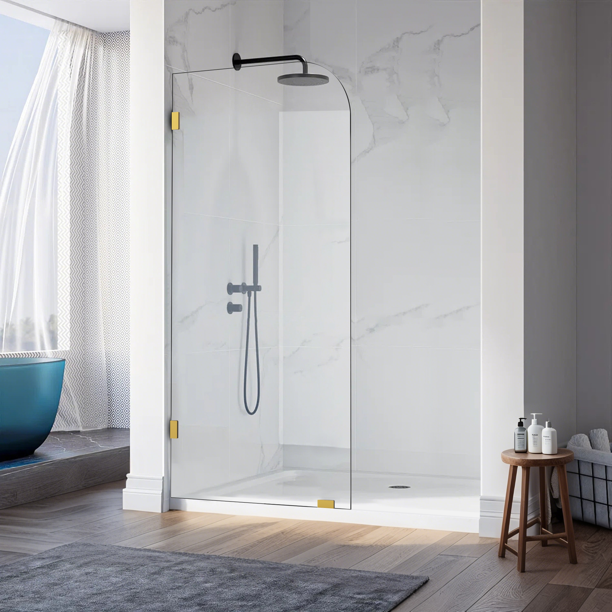 36" x 78" Frameless Shower Doo-Fixed Shower Glass Panel,10mm,SGCC ...