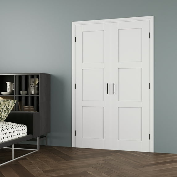 36" x 80" 3 Panel Double Doors with French Door Ready-to-Assemble Jamb ...